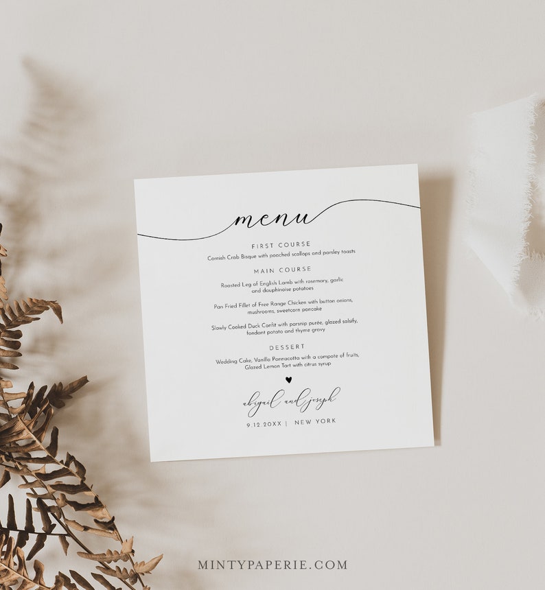 Round or Square Menu Template Printable Minimalist Modern & - Etsy