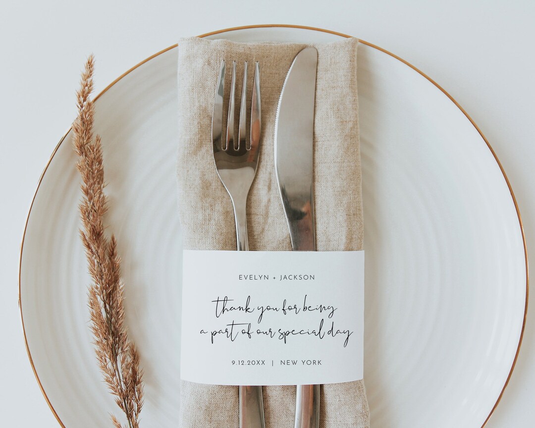 Minimalist Napkin Wrap Printable, DIY Modern Minimal Wedding Paper ...