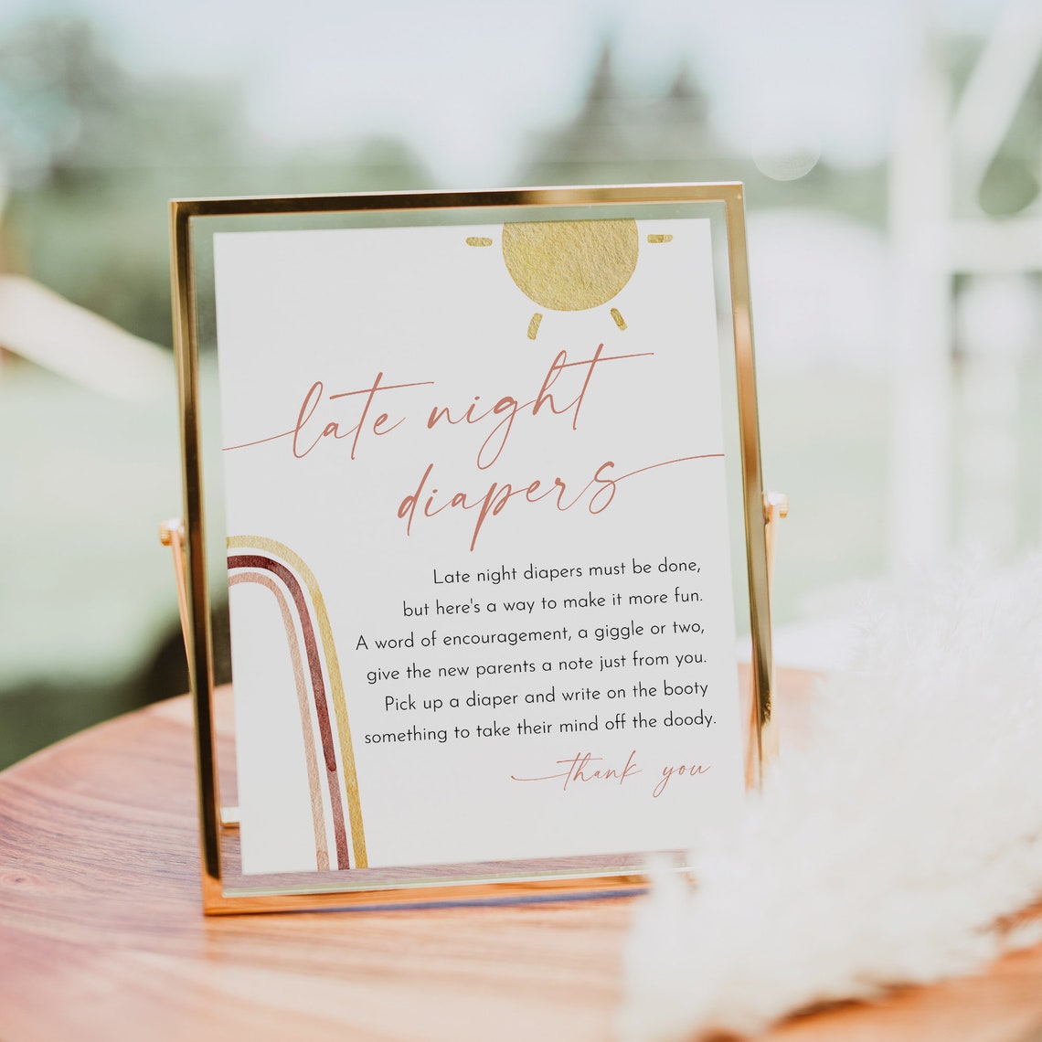 Late Night Diapers Sign, Boho Rainbow Baby Shower Game, Diaper Notes ...
