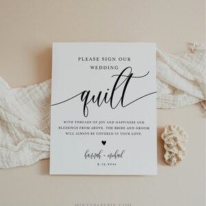 Quilt Guest Book Sign, Sign Our Wedding Quilt Guestbook, Editable ...