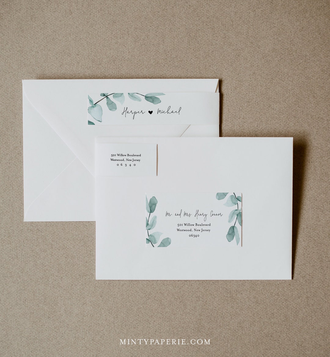 Eucalyptus Address Label, Greenery Wedding Envelope Sticker, Return ...