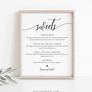 Dessert Menu Sign, Sweets Menu, Printable Minimalist Wedding Dessert ...