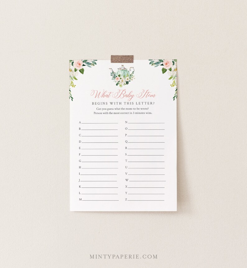 Baby ABC Game Printable Tea Party Baby Shower Game What Baby | Etsy