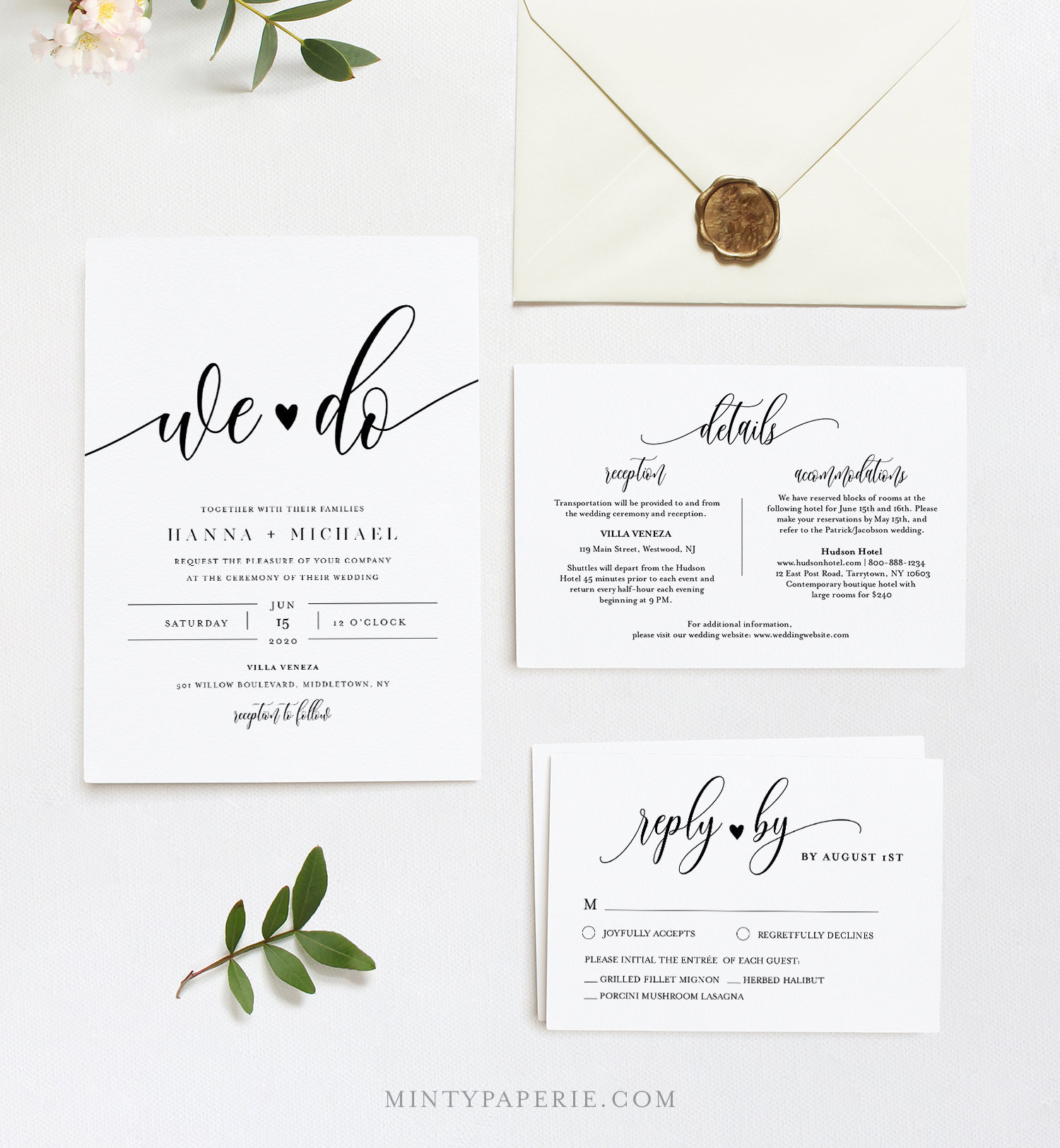 We Do Wedding Invitation Suite, Modern Calligraphy, Minimalist ...
