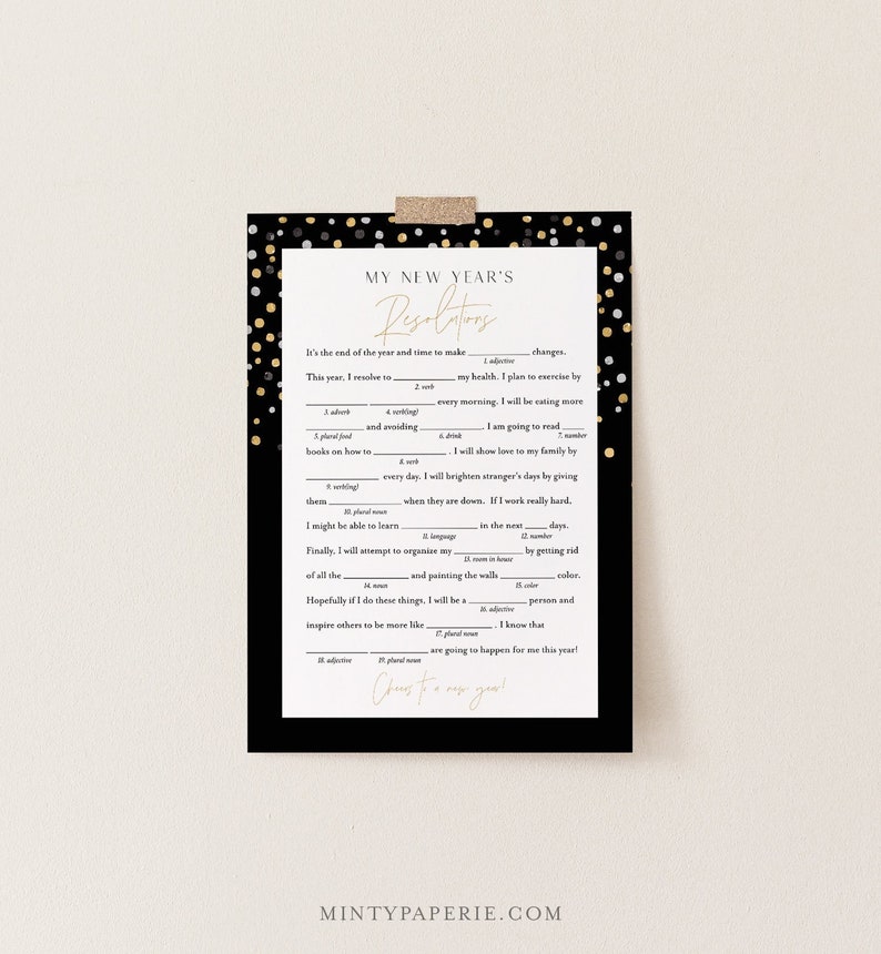 New Years Mad Libs Game Printable 2022 New Years Eve Party - Etsy