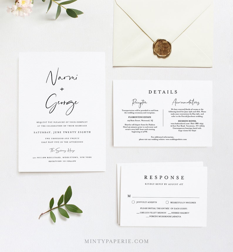 Modern Minimalist Wedding Bundle Wedding Essential Templates - Etsy