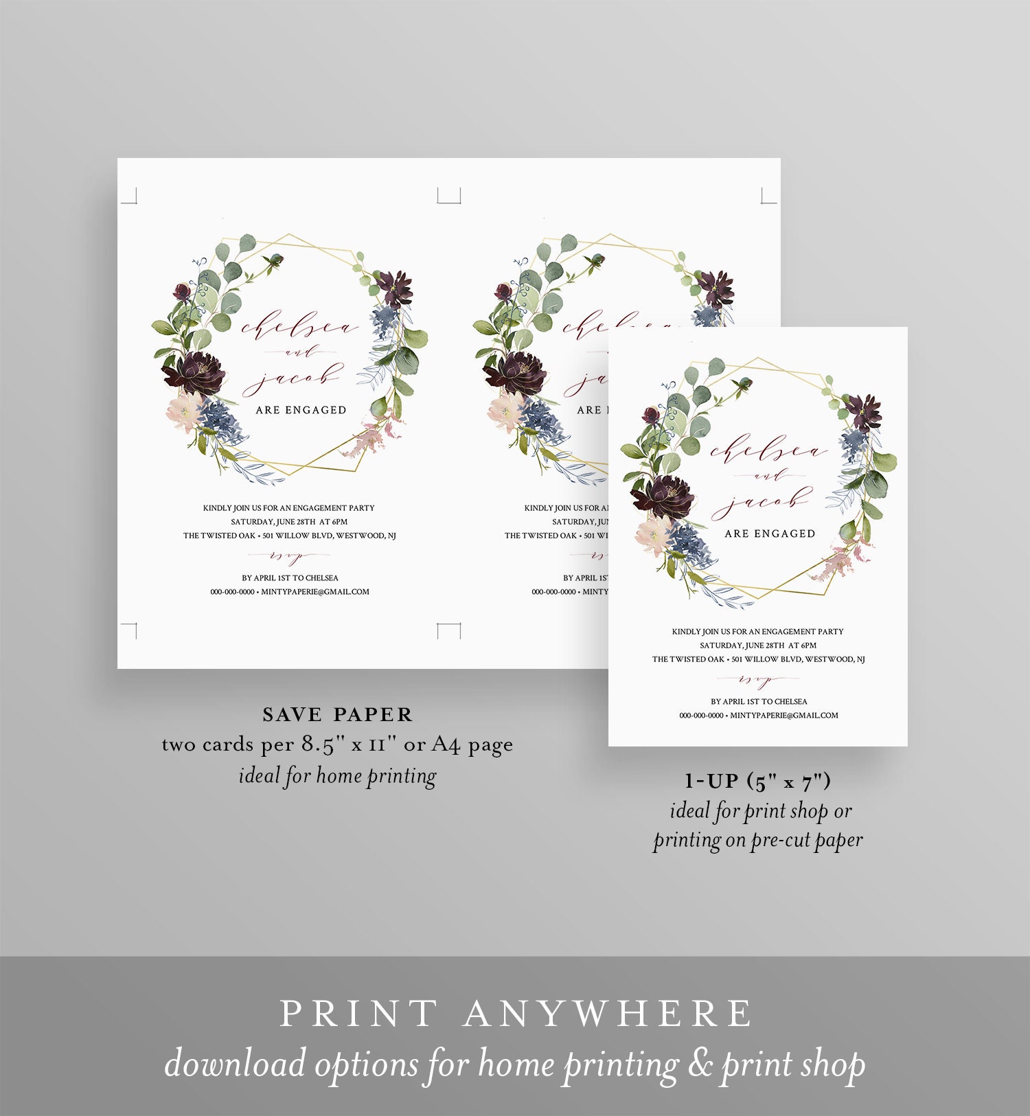 Engagement Party Invitation INSTANT DOWNLOAD 100% Editable | Etsy New ...