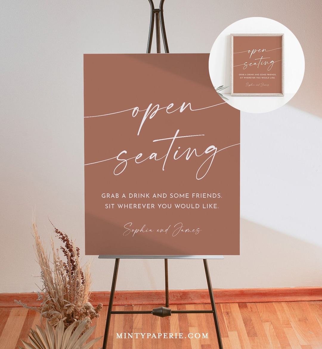 Open Seating Wedding Sign, Bohemian, Sit Anywhere Welcome Sign ...
