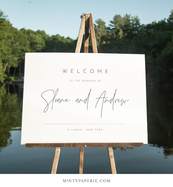 Minimalist Welcome Sign Printable Classic Modern Wedding or - Etsy