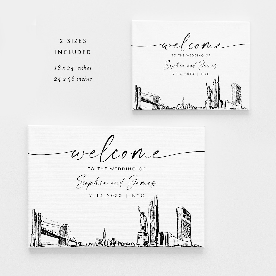 New York City Welcome Sign, NYC Skyline Wedding Sign, Printable Instant ...