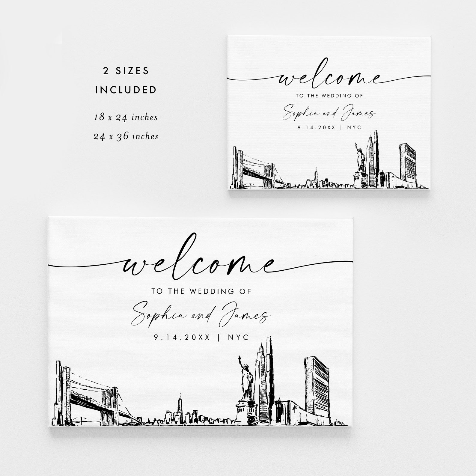 New York City Welcome Sign, NYC Skyline Wedding Sign, Printable Instant ...