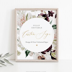 Custom Wedding Sign Template, Create Unlimited Signs, 100% Editable ...