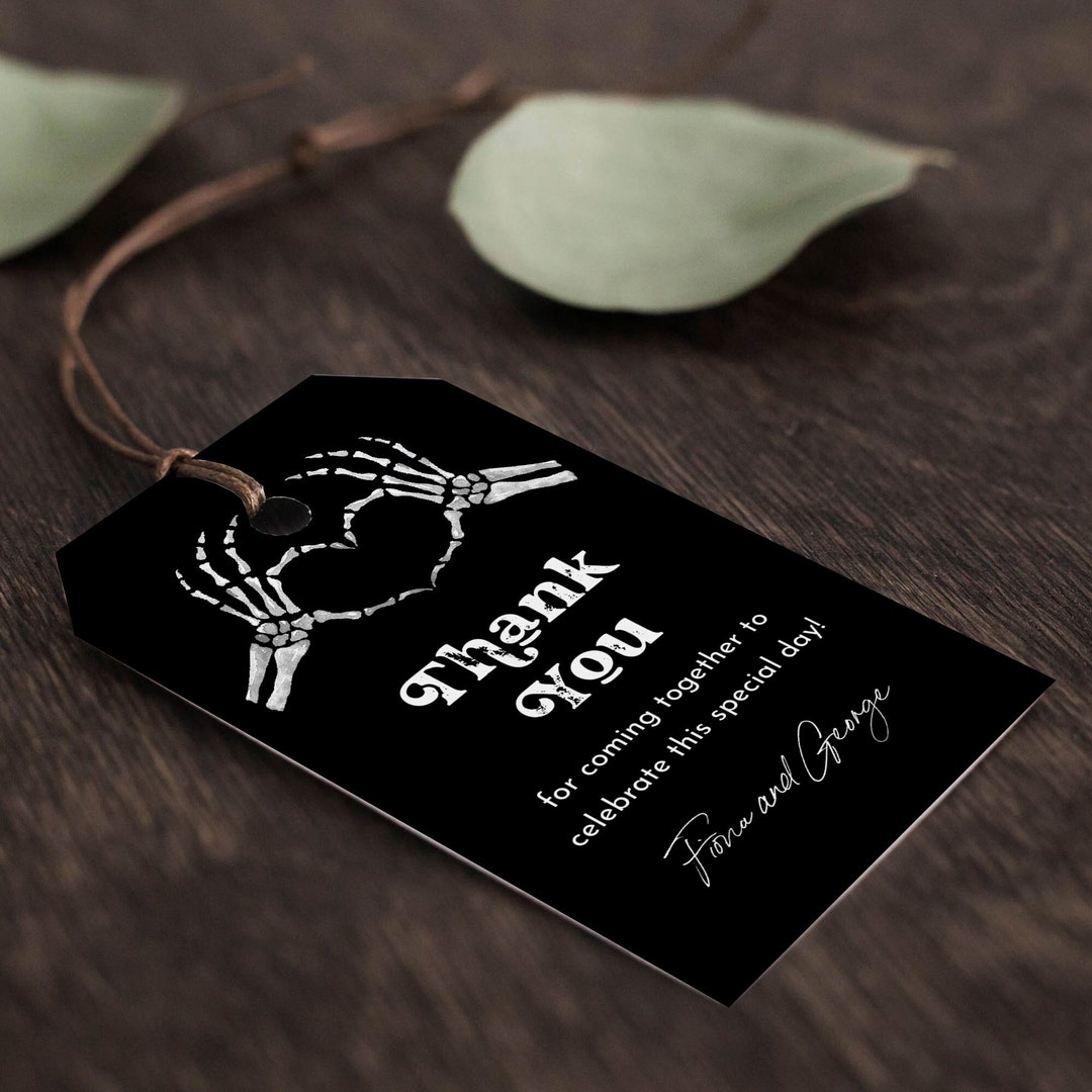 Gothic Favor Tag for Bridal Shower or Wedding, Editable Thank You Tag ...