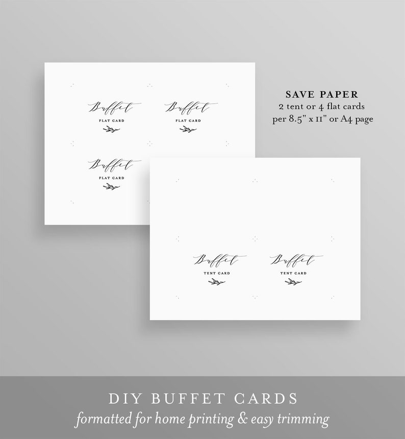 Buffet Card Template, Food Label, Wedding Buffet Printable, Instant ...