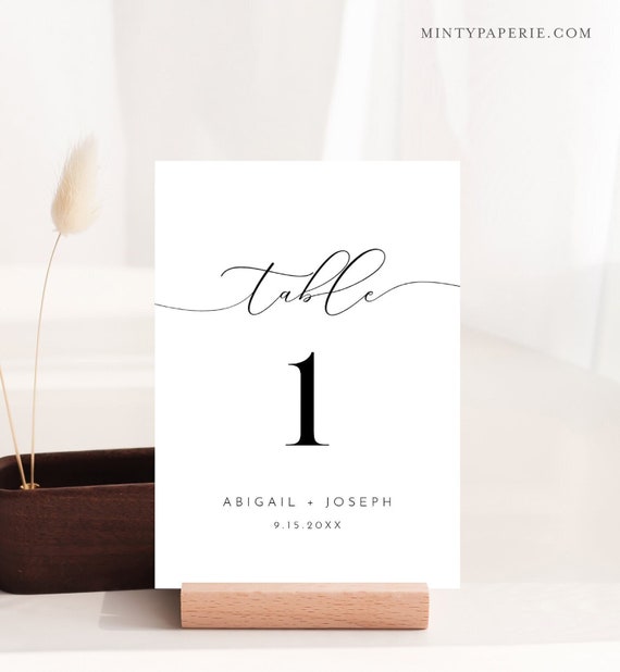 Wedding Table Number Card Printable Minimalist Reception | Etsy