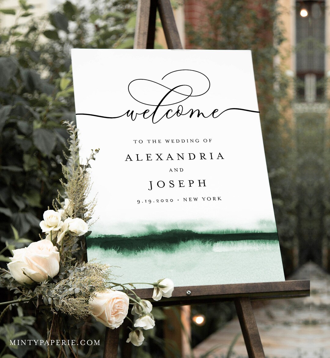 Watercolor Welcome Sign, Printable Minimalist Modern Wedding or Bridal ...