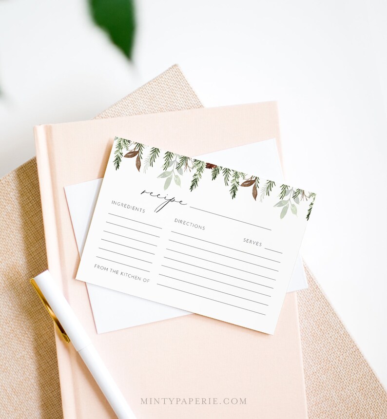 Winter Recipe Card Template Instant Download 100% Editable - Etsy