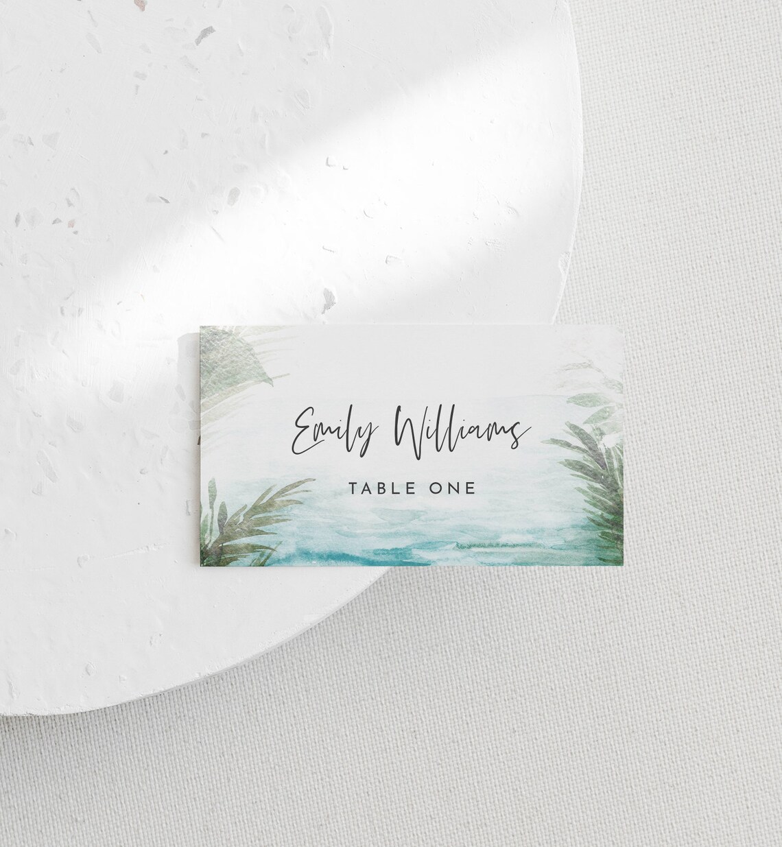 Beach Place Card Template, Printable Tropical Destination Wedding ...
