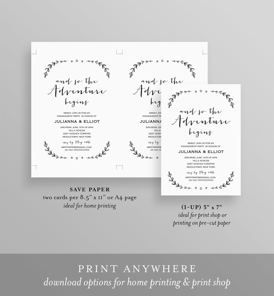 Rustic Engagement Party Invitation Template, Printable Engagement ...