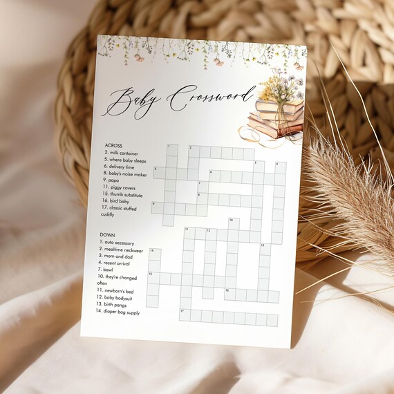 Baby Shower Crossword Puzzle Print