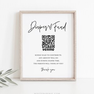 Diaper Fund Sign, Venmo Baby Shower Sign, Minimalist Baby Shower Cash ...