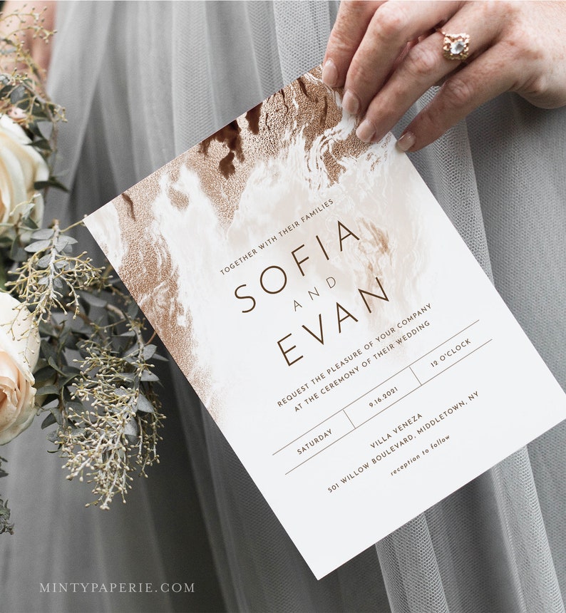 Agate Wedding Invitation Set Earthy Bronze Gold Geode Wedding - Etsy