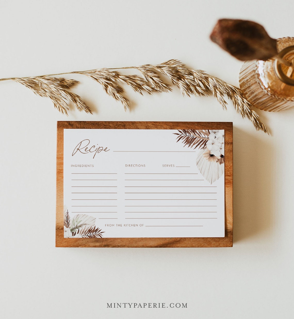 Bohemian Recipe Card Template Instant Download 100% - Etsy