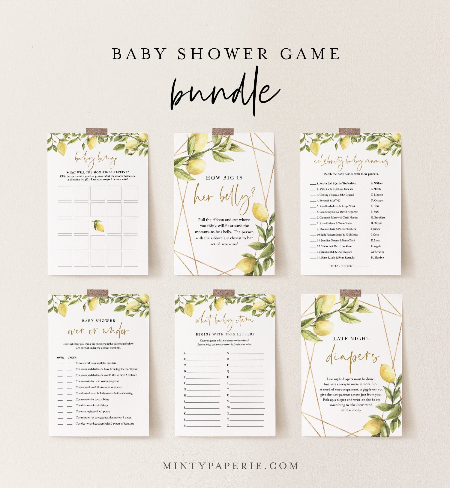 Baby Shower Game Bundle 10 Editable Games INSTANT DOWNLOAD 