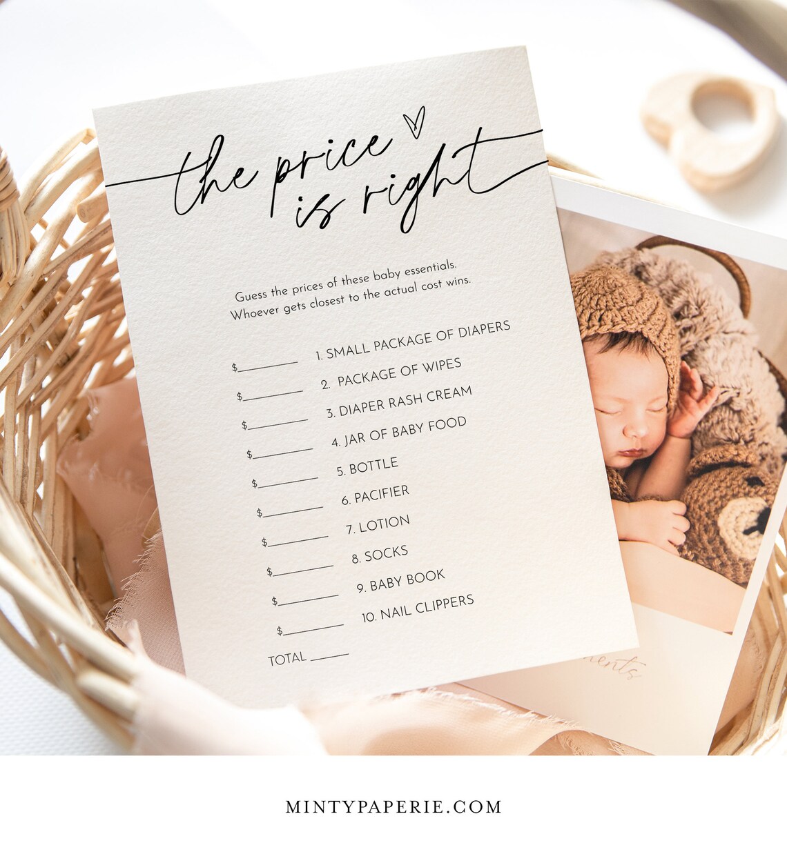 The Price is Right Game Template, Printable Minimalist Baby Shower Game ...