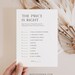 The Price is Right Game Template, Printable Minimalist Baby Shower Game ...