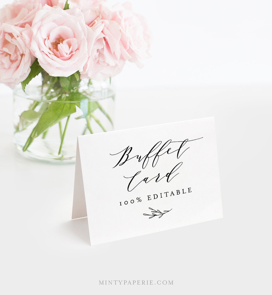 Buffet Card Template, Food Label, Wedding Buffet Printable, Instant ...