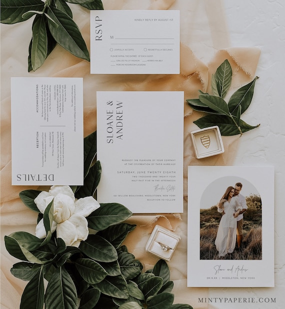 Minimal Wedding Invitation Set Elegant Modern Simple - Etsy