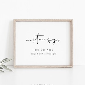 Custom Sign Template, Modern Minimal Minimalist, Wedding, Bridal Shower ...