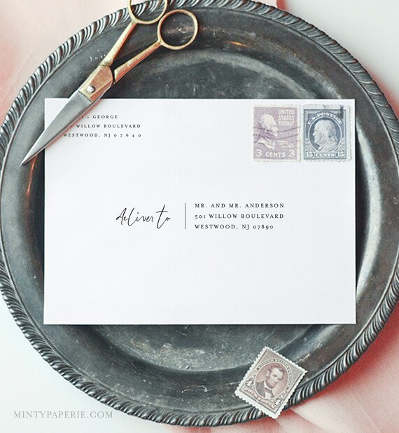 Minimalist Address Template Wedding Envelope Printable DIY | Etsy