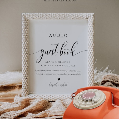 Telephone Guestbook Sign Template Audio Guestbook Sign - Etsy