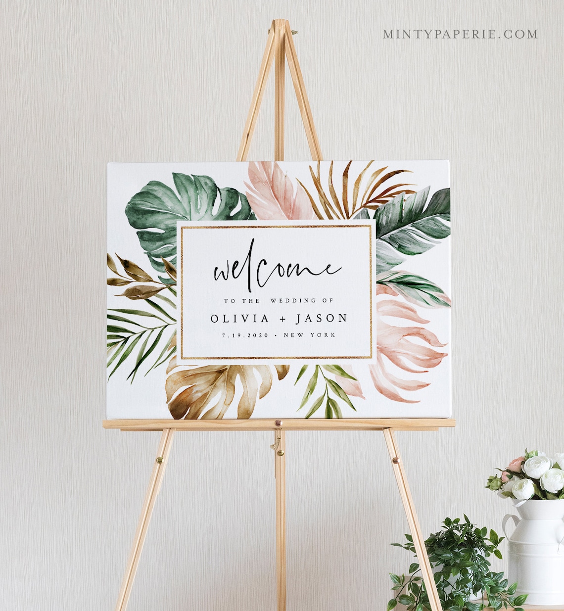 Tropical Welcome Sign Template, Printable Destination Wedding or Baby ...