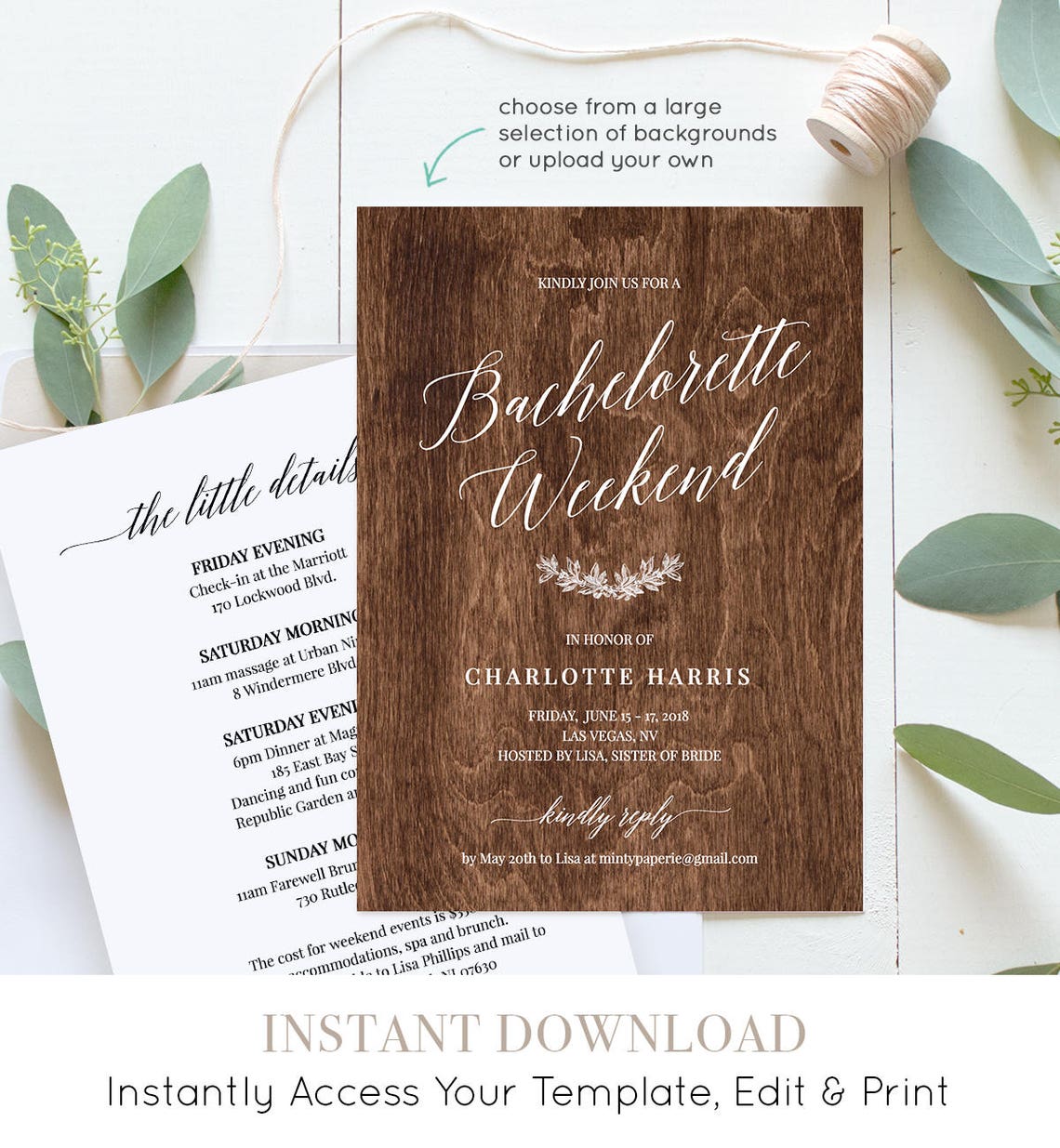Bachelorette Party Weekend Invitation Itinerary Agenda | Etsy