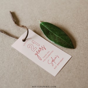 21st Birthday Favor Tag Modern Birthday Thank You Tag - Etsy