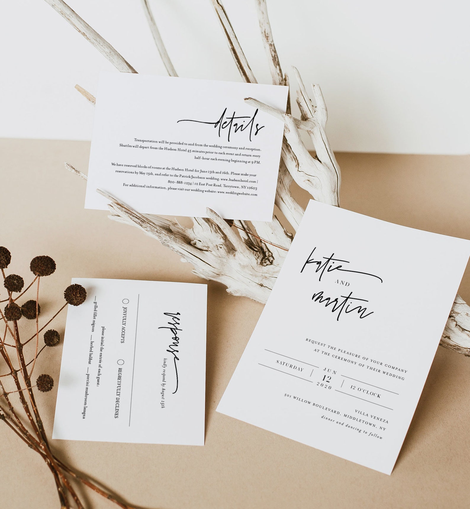 Modern Wedding Invitation Set, Simple, Minimalist, Basic Wedding Invite ...