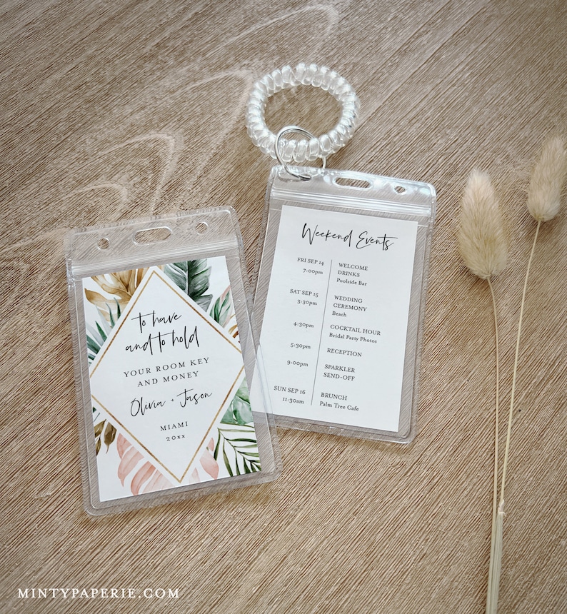 Tropical Room Key Card Tag Template Itinerary Agenda Key - Etsy