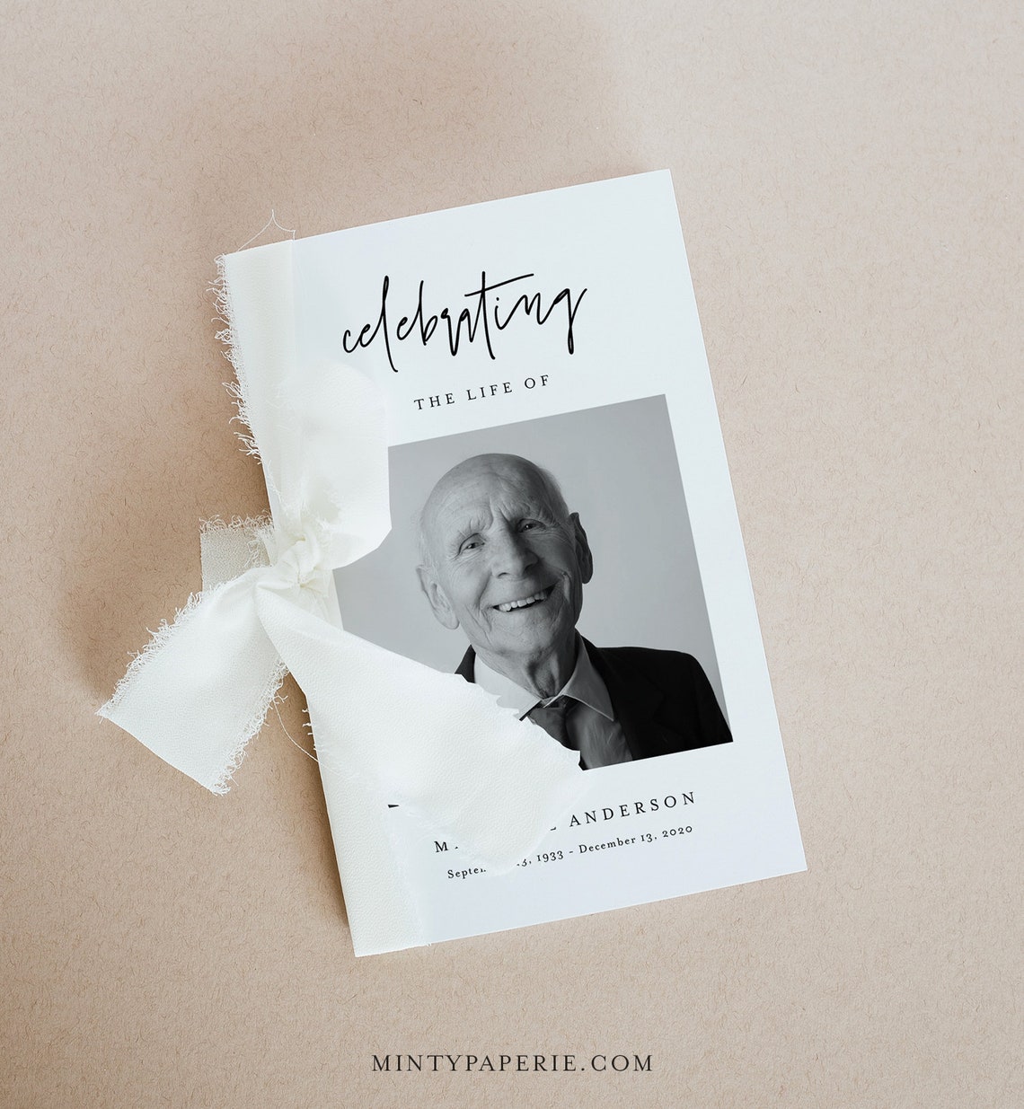 Minimalist Funeral Program Template, Printable Order of Service ...