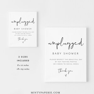 Unplugged Baby Shower Sign, Printable Welcome Sign, No Phone Camera ...