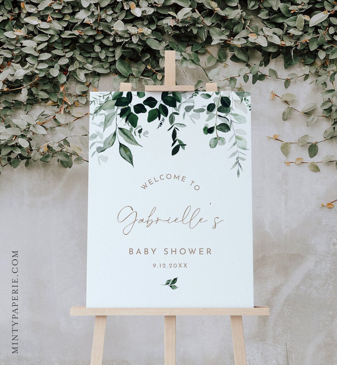 Greenery Baby Shower Welcome Sign, Baby in Bloom, Gender Neutral ...