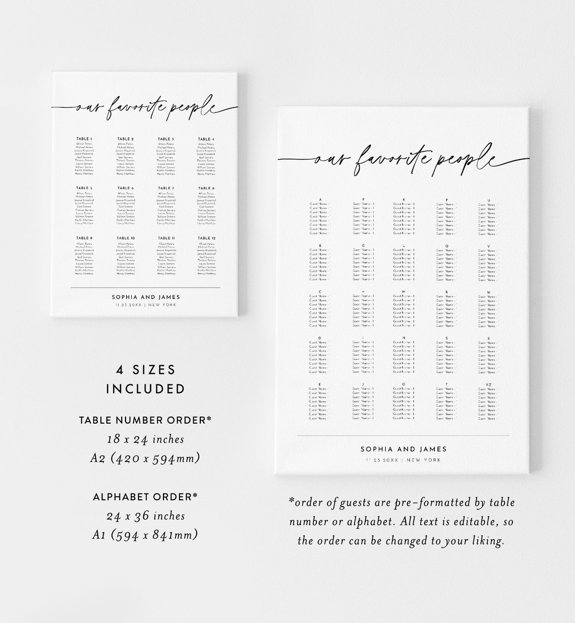 Minimalist Seating Chart Poster Modern and Simple Wedding - Etsy