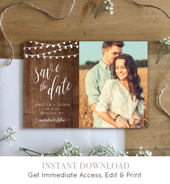 Photo Save the Date Editable Template Save our Date Printable Save the ...