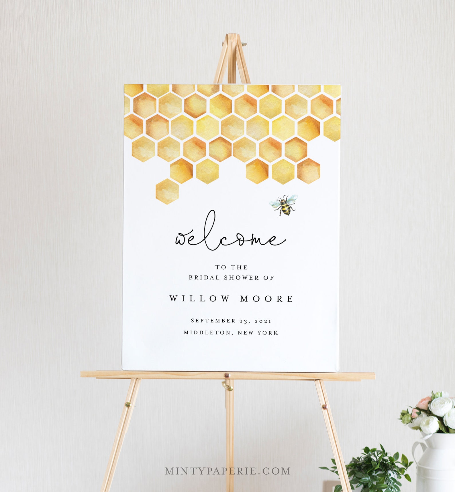 Honey Bee Welcome Sign, Printable Bridal Shower / Baby Shower Poster ...