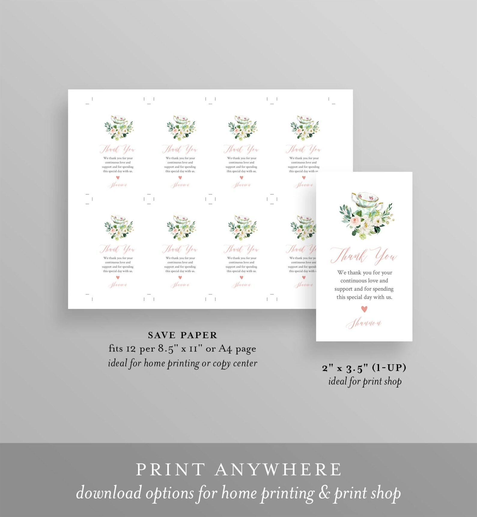 Tea Wedding Favor Tag Template, Thank You Tag, Tea Party Bridal Shower ...