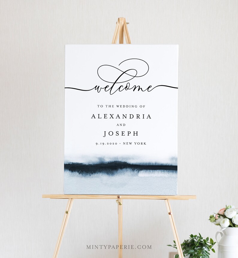 Watercolor Welcome Sign Template Printable Wedding or Bridal - Etsy
