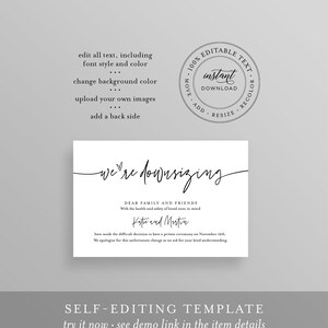 We're Downsizing Announcement, Minimalist Change of Plans Postcard ...