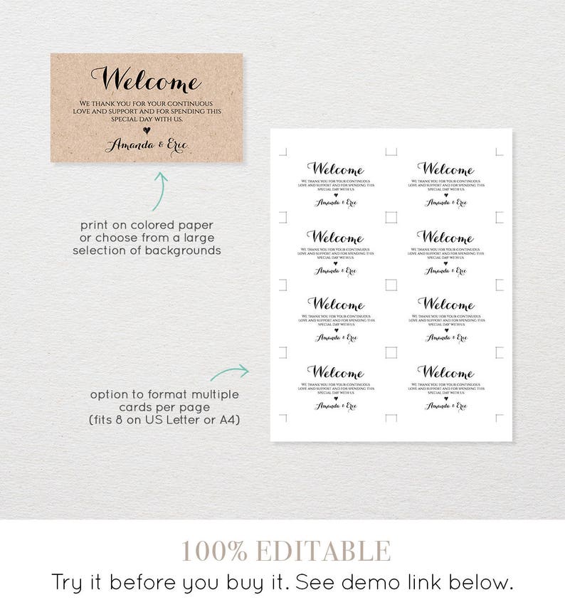 Wedding Welcome Tag Printable Welcome Bag Custom Wedding | Etsy
